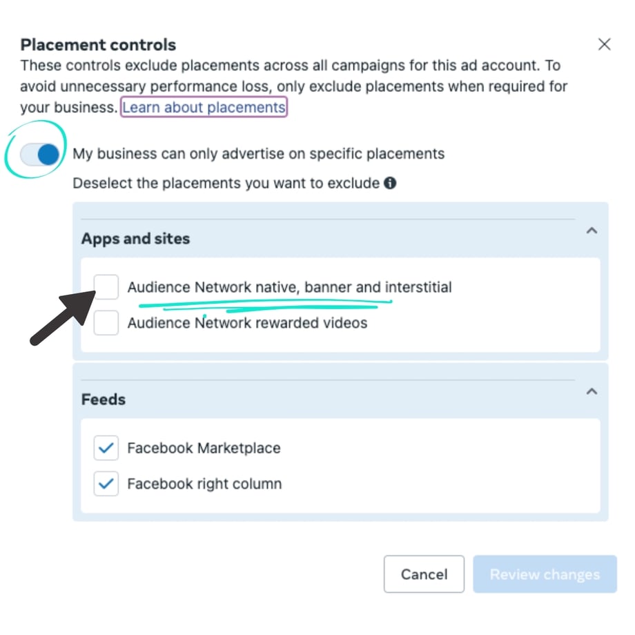 How to Disable Audience Network Placement in Meta Ad Account Settings